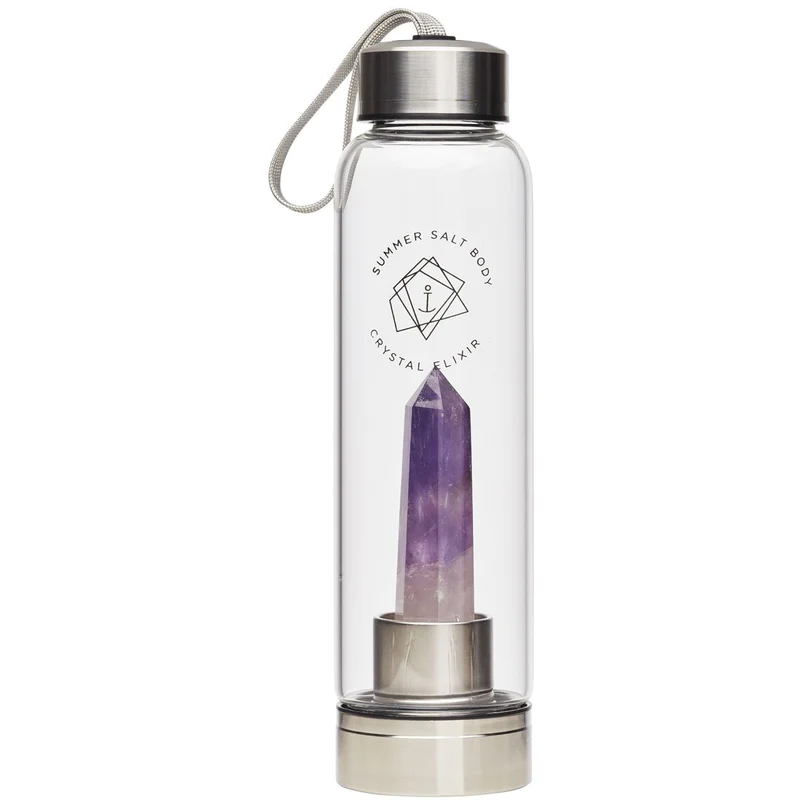 AMETHYST CRYSTAL ELIXIR - GLASS WATER BOTTLE 550ML - CocoShop Fresh ...